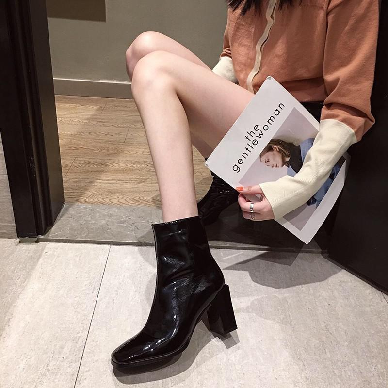 Ankel sort blok pels tykke kvinder støvler vinter ... – Grandado