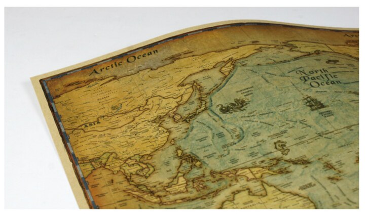 Navigation world map Kraft Paper Paint Vintage Wal... – Grandado