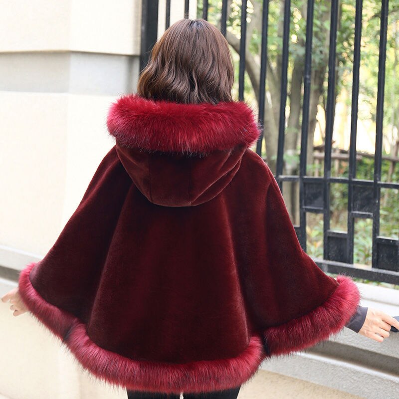 Bridal Cloak Winter Hooded Faux Fur Trim Wedding C... – Grandado
