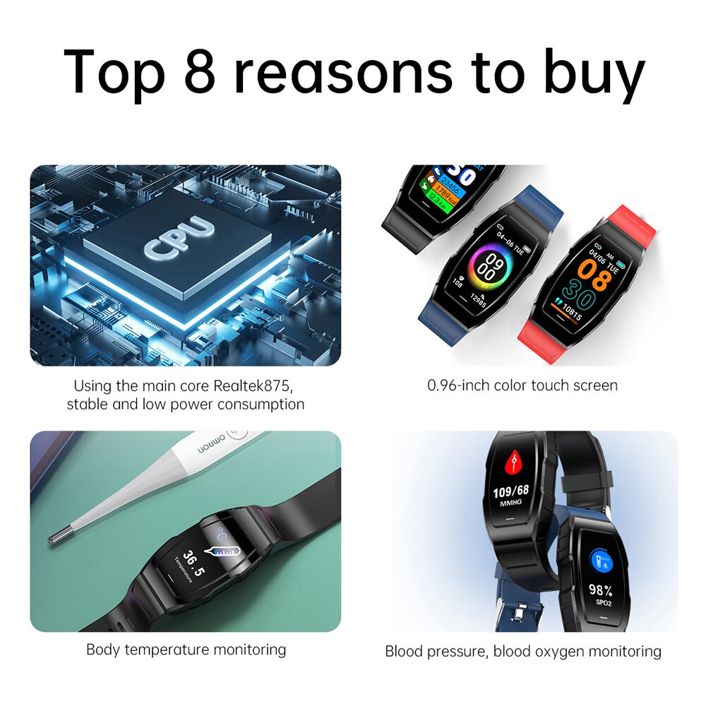 2022 Smart Band Body Temperature Heart Rate Blood ... – Vicedeal