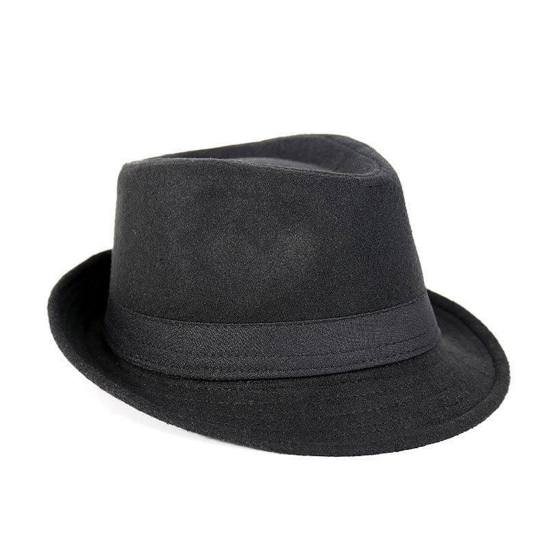 Mafia Hat Men Wool Felt Hats Jazz Flat Top Hat Bow... – Grandado