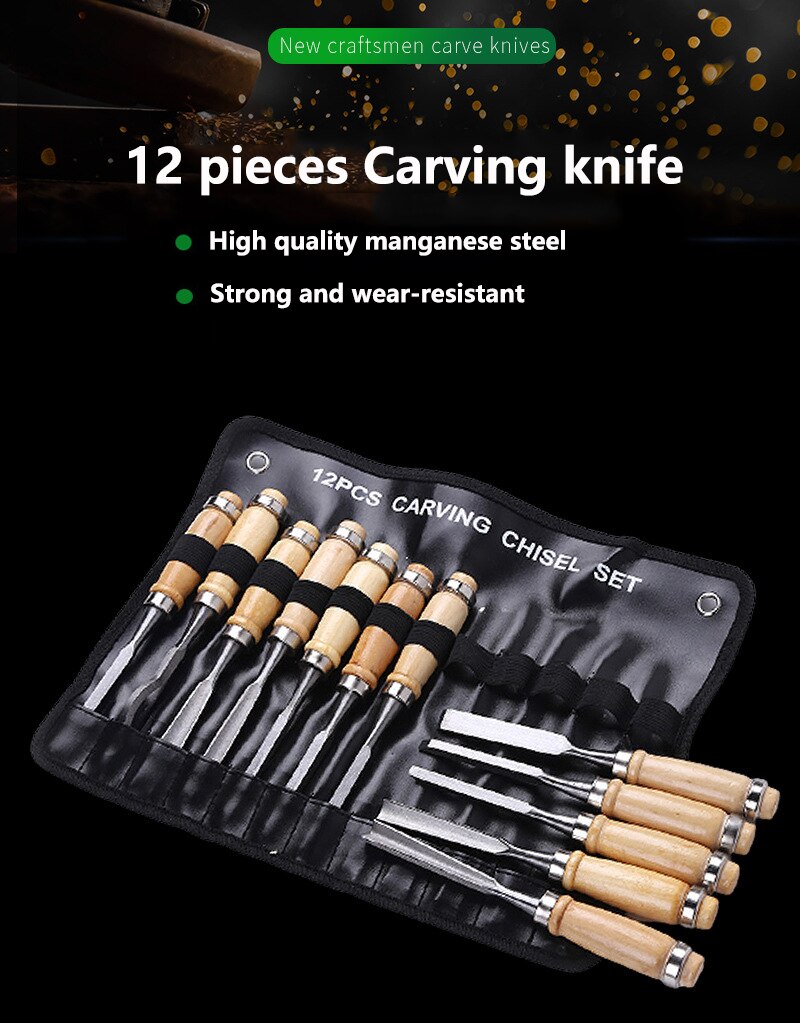 12Pcs/set Manual Wood Carving Hand Chisel Tool Set... – Grandado