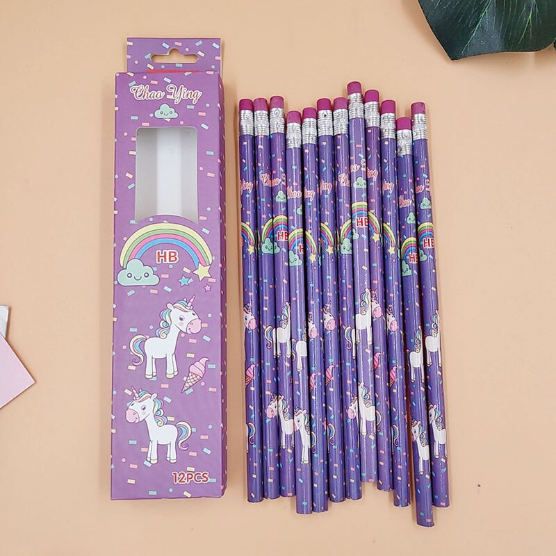 12 pcs/set Cute Rainbow Unicorn Triangle HB Standa... – Vicedeal