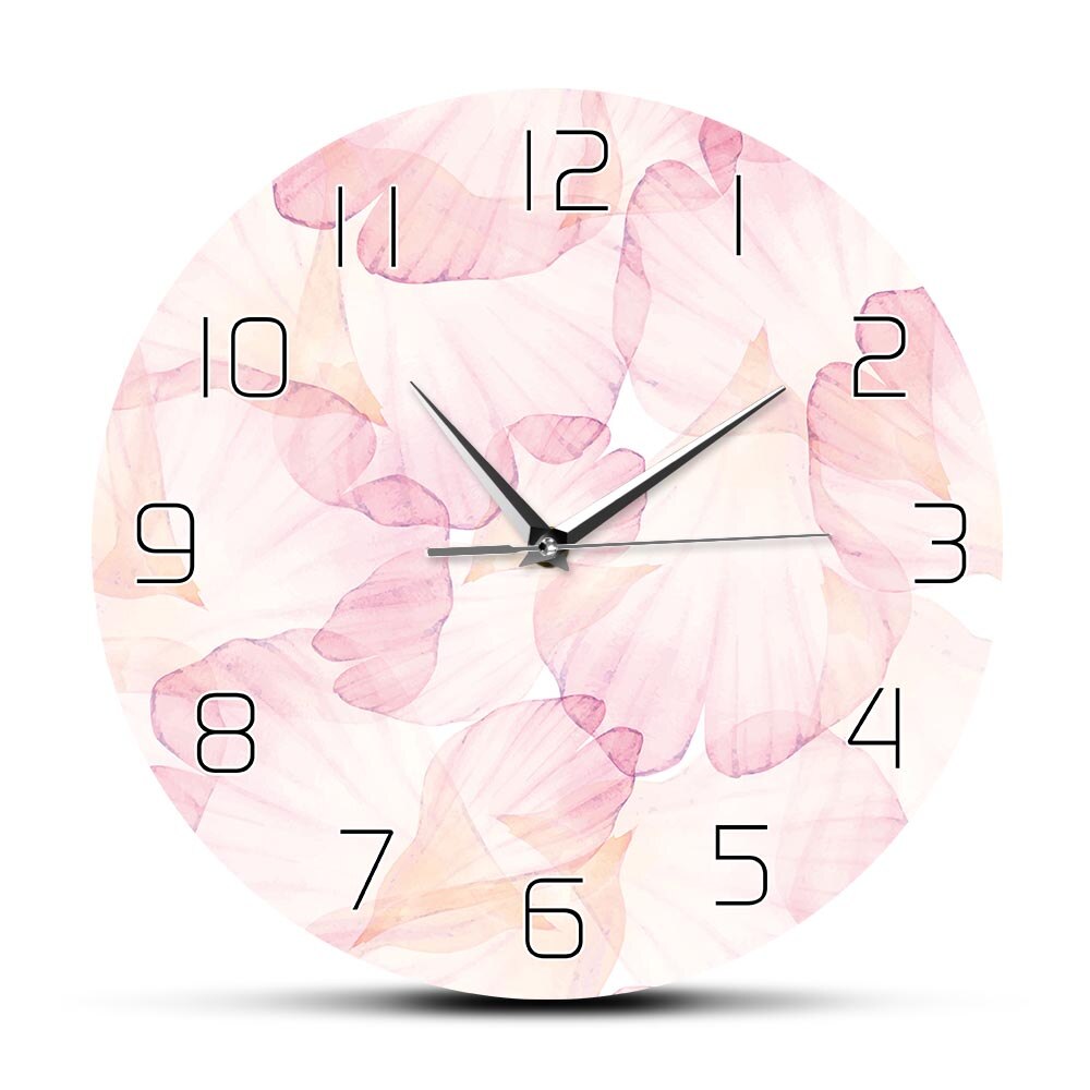 Pink Flower Petal Modern Wall Clock Girl Nursery B... – Grandado