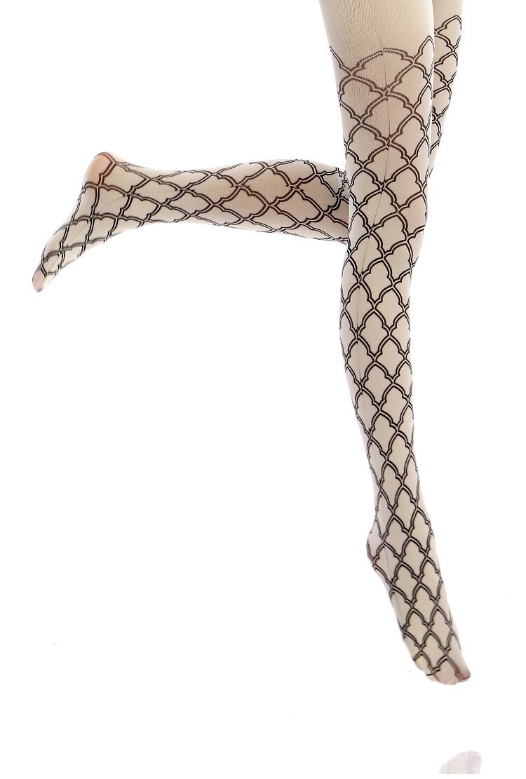 Simple wild fan-shaped rhombic printed pantyhose s... – Grandado