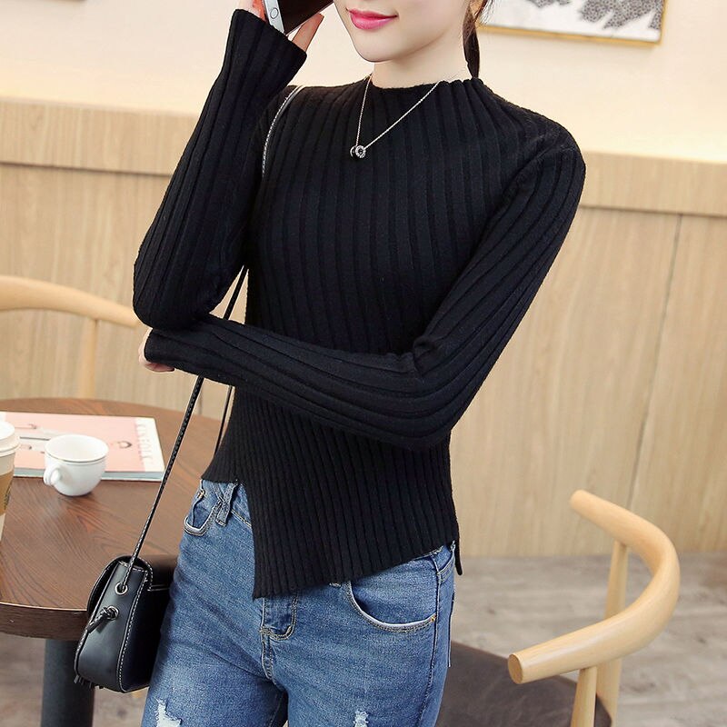 Core Yarn Sweater Women Autumn Bottoming Sweater W... – Vicedeal
