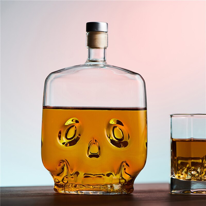 Lead-free glass novelty skull shaped whiskey decan... – Grandado