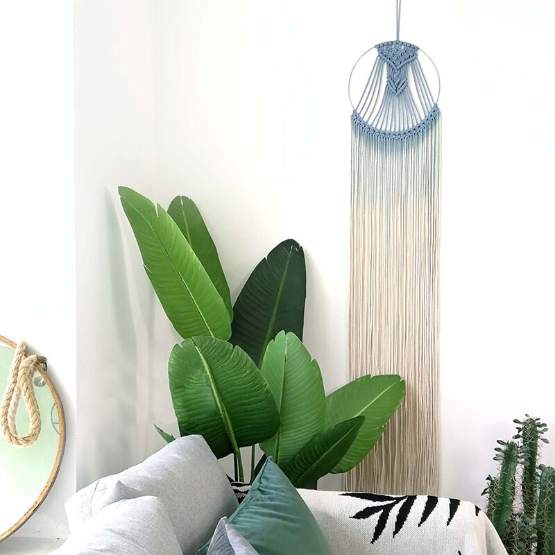 Macrame Dyed Fringe Tapestry Wall Hanging Ring Jap... – Grandado
