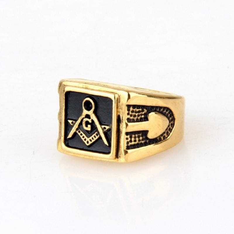 Gold Mens Square Free Mason Freemasonry Masonic Ri... – Grandado