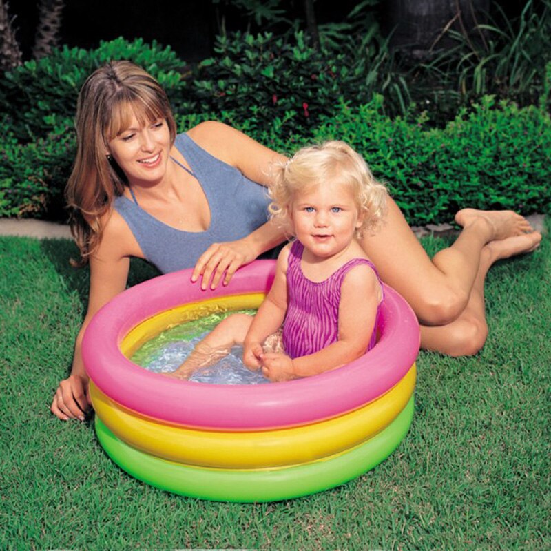 Inflatable PVC swimming pool 3 rings round shape f... – Grandado