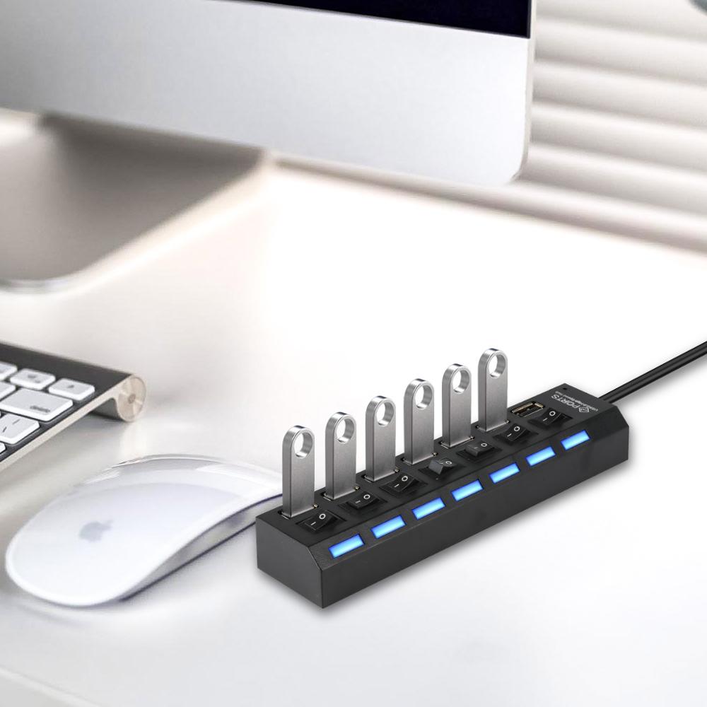 Divisor USB de 7 puertos HUB USB 2,0 3,0 con inter... – Grandado
