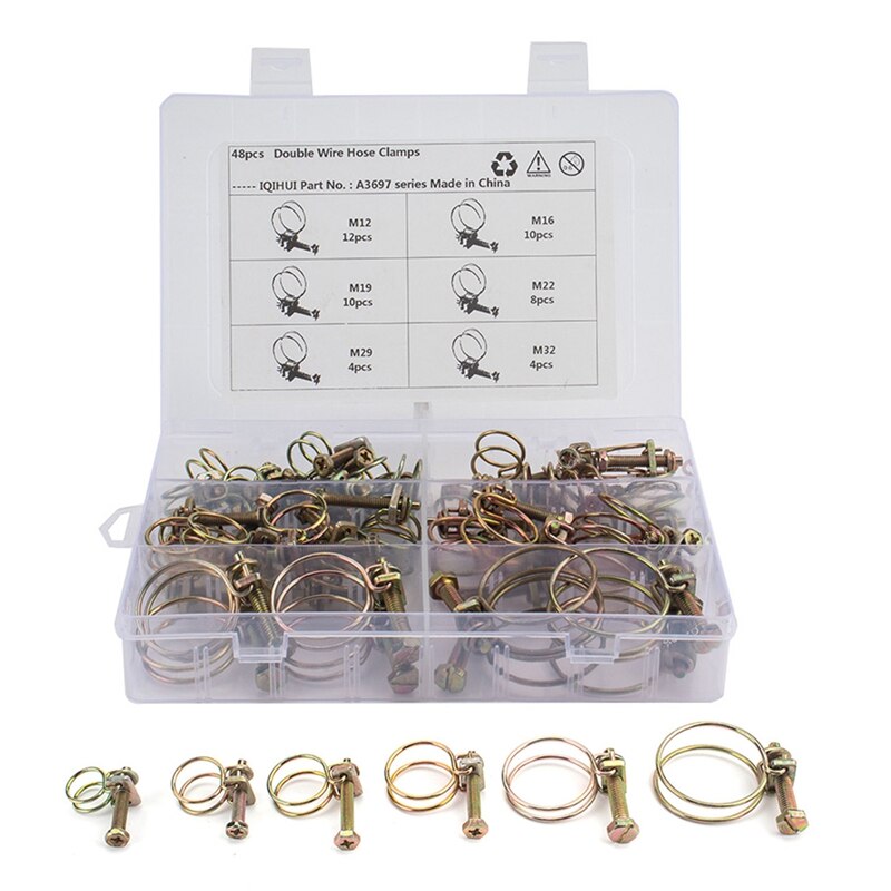 48-Piece 6-Size Adjustable Wire Tube Hose Clamp Cl... – Grandado