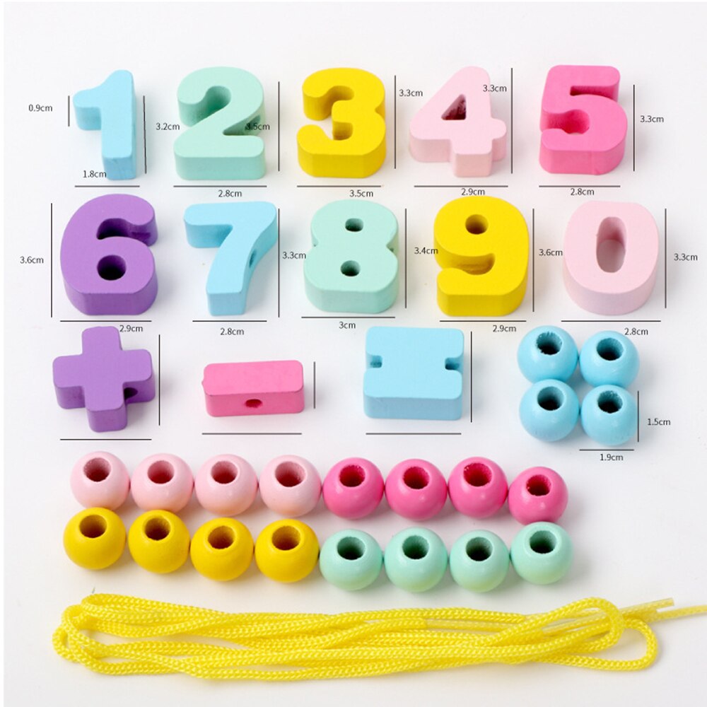 33Pcs/Lot Wooden Toys Number Recognize Beads Strin... – Grandado