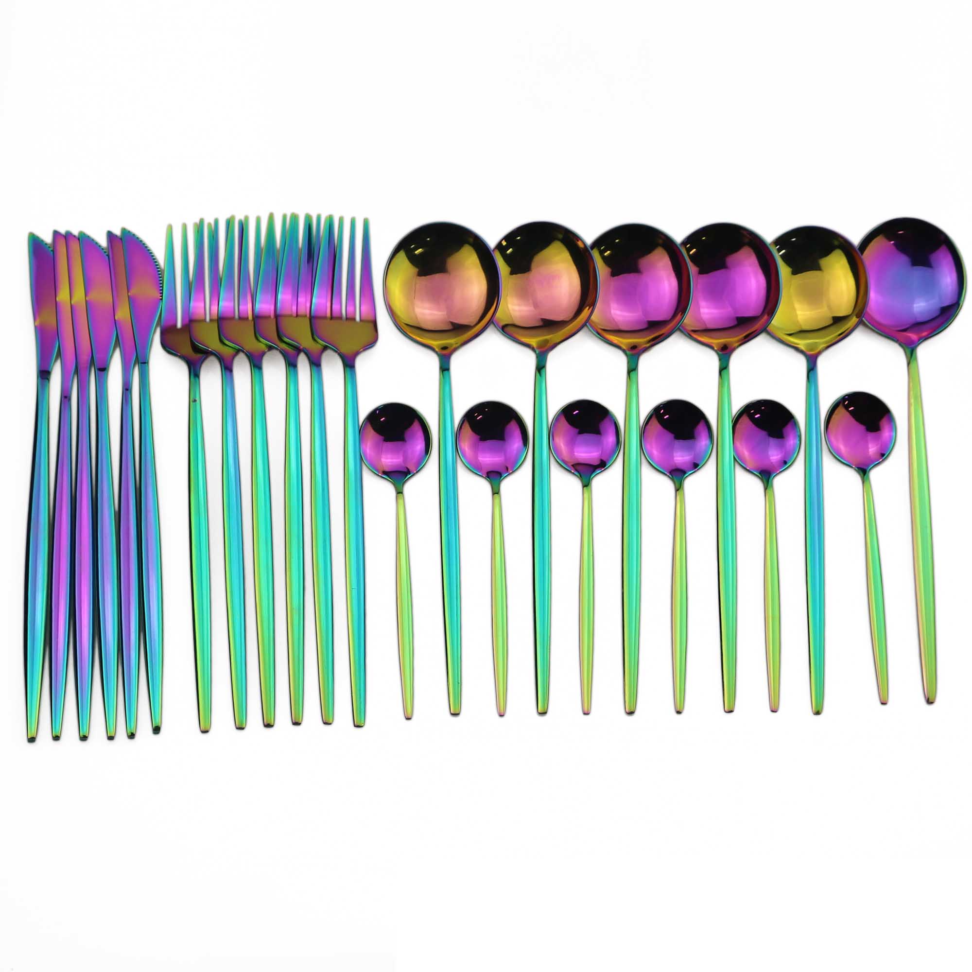 24-Piece Rainbow Cutlery Set Stainless Steel Knife... – Vicedeal