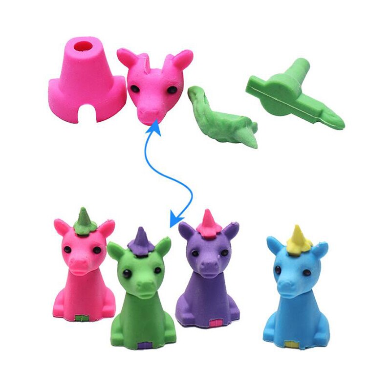 4pcs/lot Cartoon Cute Unicorn eraser children Stud... – Vicedeal