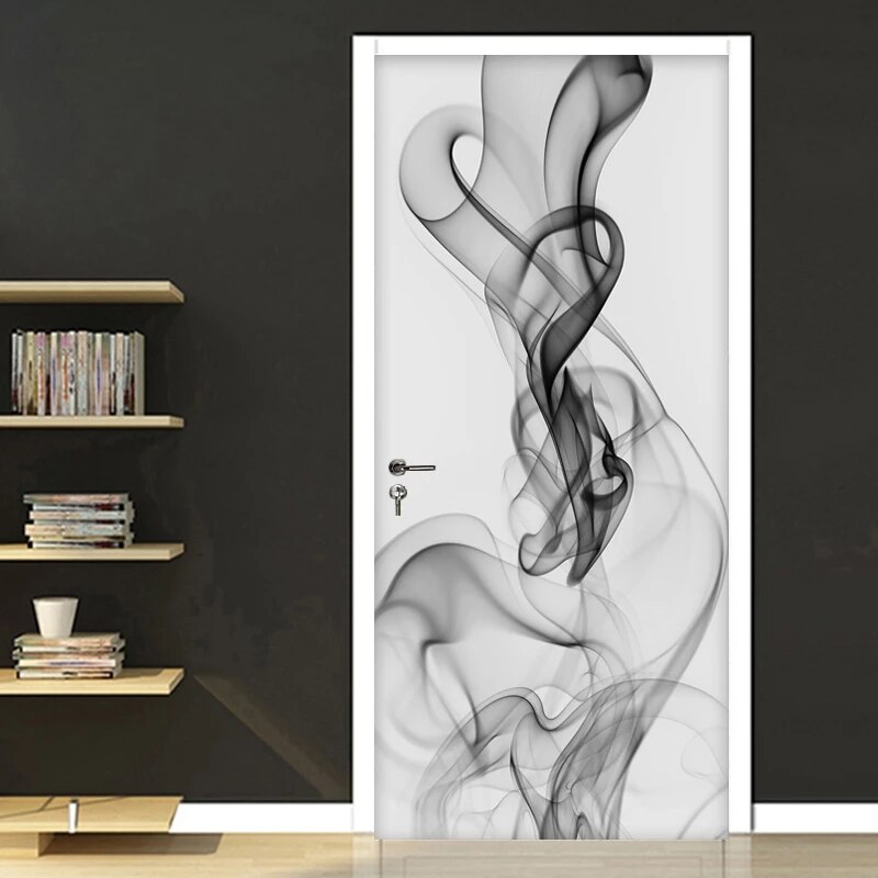 3D Abstract Smoke Door Sticker Waterproof Self Adh... – Grandado