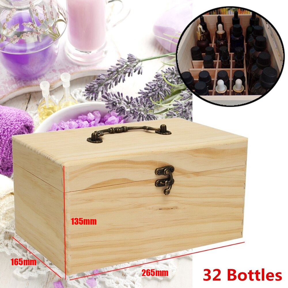 32 Slots Portable Storage Box Organizer Wooden Ess... – Grandado