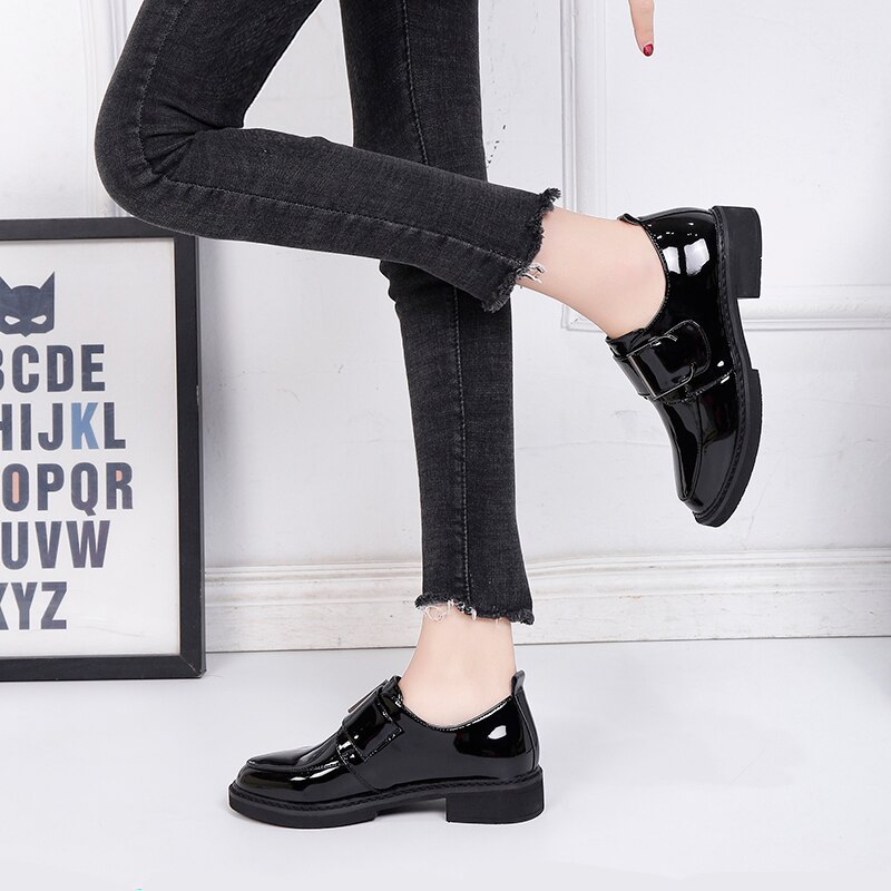 Solid Patent Leather Women Shoes Woman Oxford Leis... – Grandado
