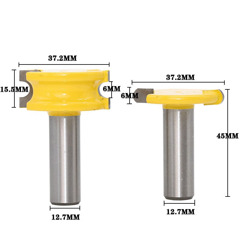 2 Stuks 1/4 1/2 Inch Schacht Tong & Groef Geza... – Vicedeal