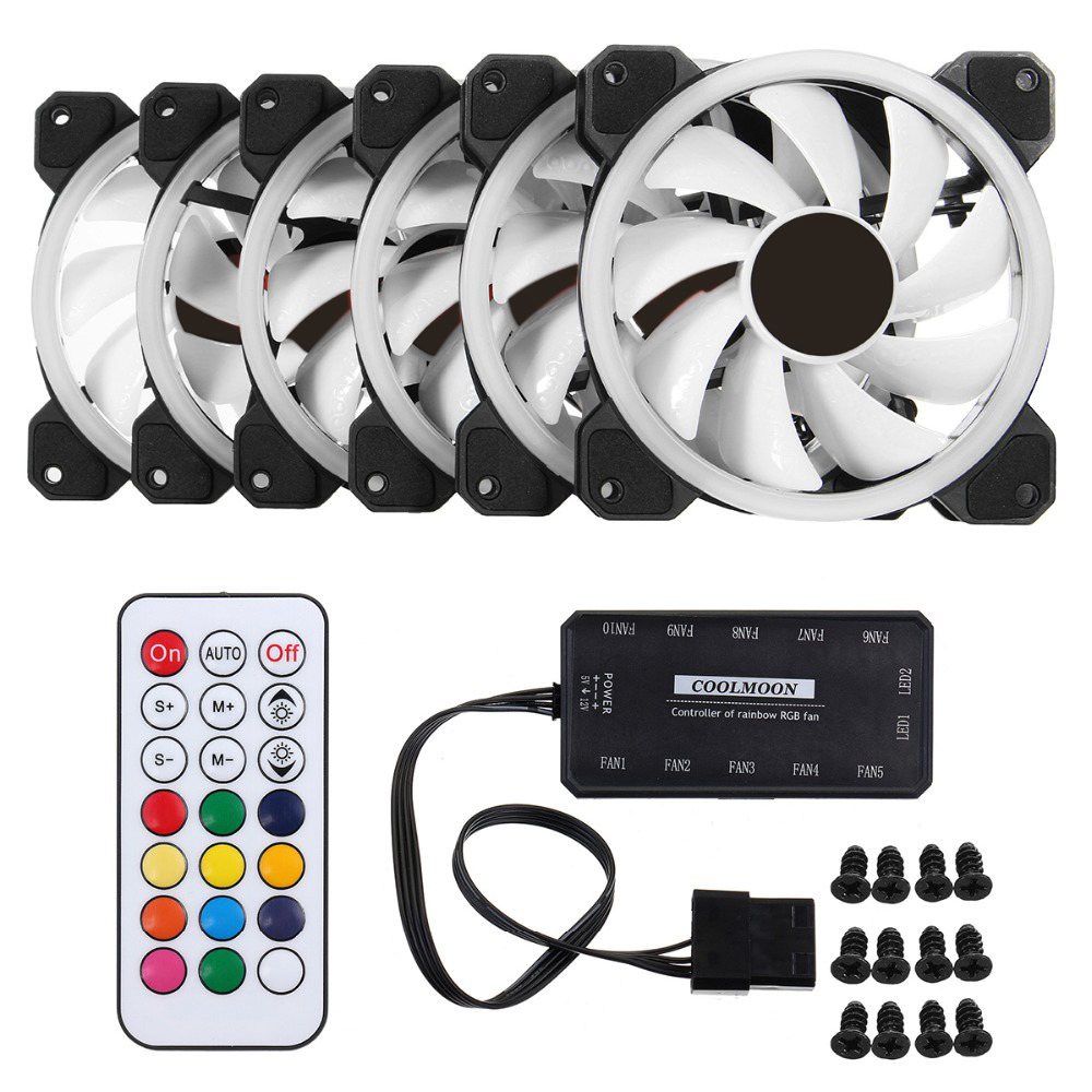 Computer Case PC Cooling Fan RGB Adjust LED 120mm ... – Vicedeal