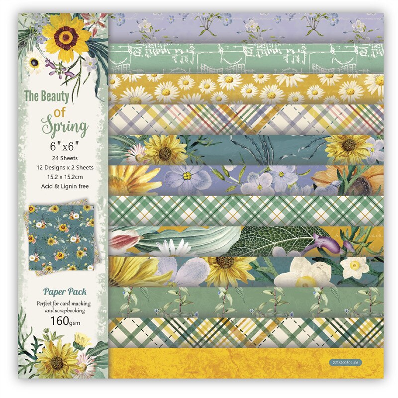 12pc solsikke daisy mønstret papir scrapbog papir ... – Vicedeal