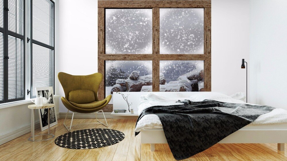 3D Wooden Window Winter Snowing Wall Decal Art Pho... – Grandado