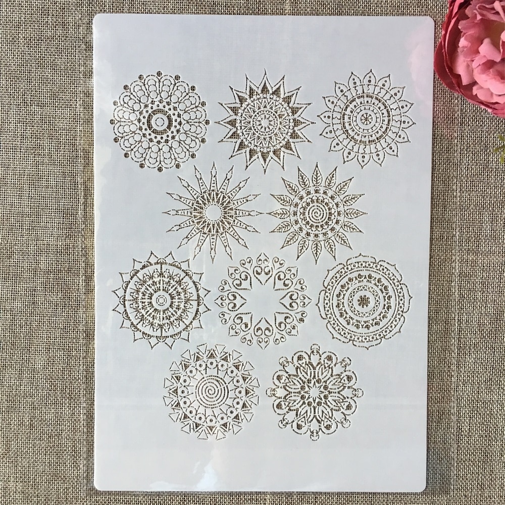 A4 29cm Mandala Round Geometry Set DIY Layering St... – Grandado
