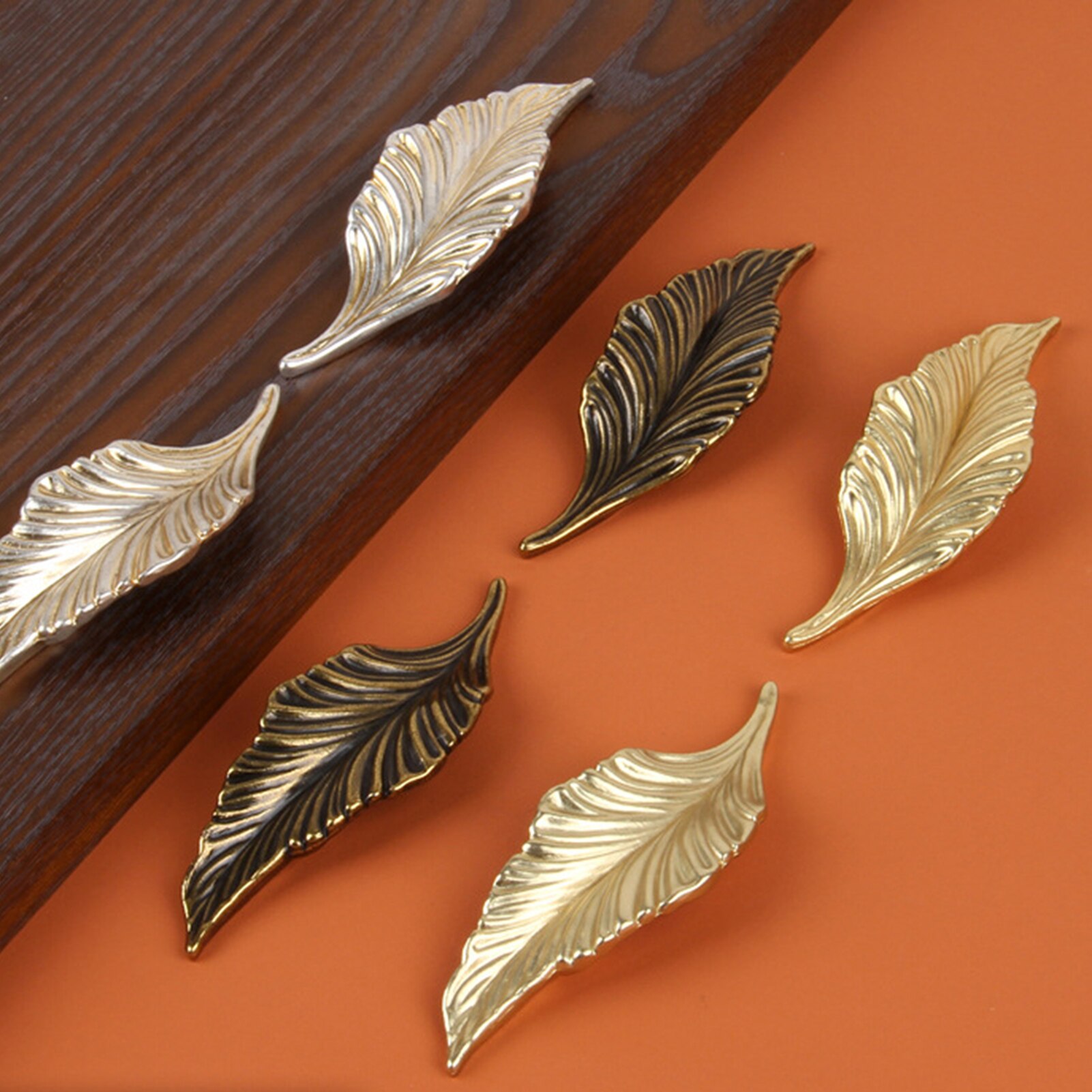 Novelty Black Gold Leaves Cabinet Drawer knobs Han... – Grandado