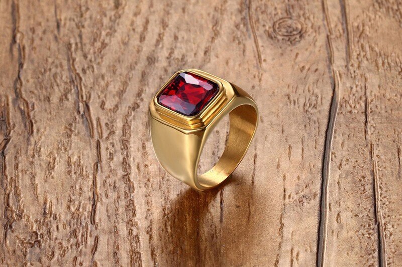 Eyeyoyo stor sten aaa cubic zirconia ring til mænd... – Grandado
