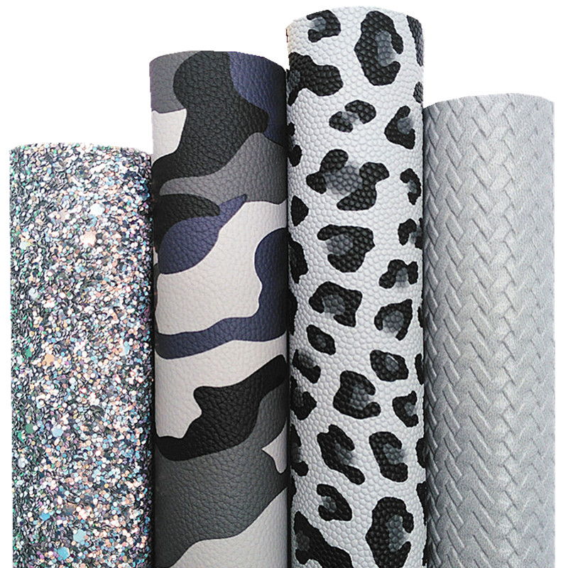 Gråt chunky glitter læder leopardprint syntetisk l... – Grandado