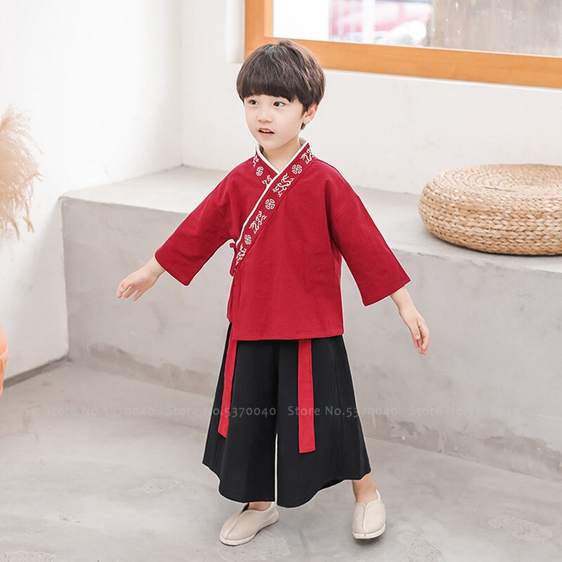Kids Boys Retro Chinese Tang Suit Hanfu Traditiona... – Vicedeal