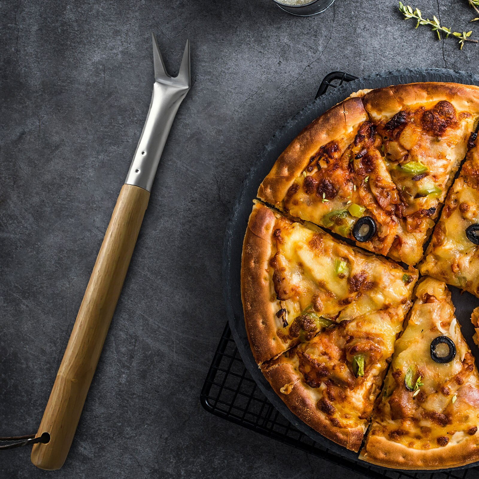 Pizza Turning Fork Smooth Pizza Hook Detachable Wo... – Vicedeal