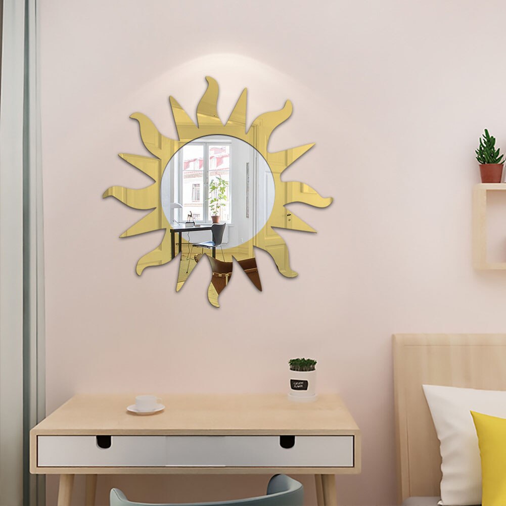 3D Mirror Sticker Geometric Sun Round DIY Self Adh... – Vicedeal