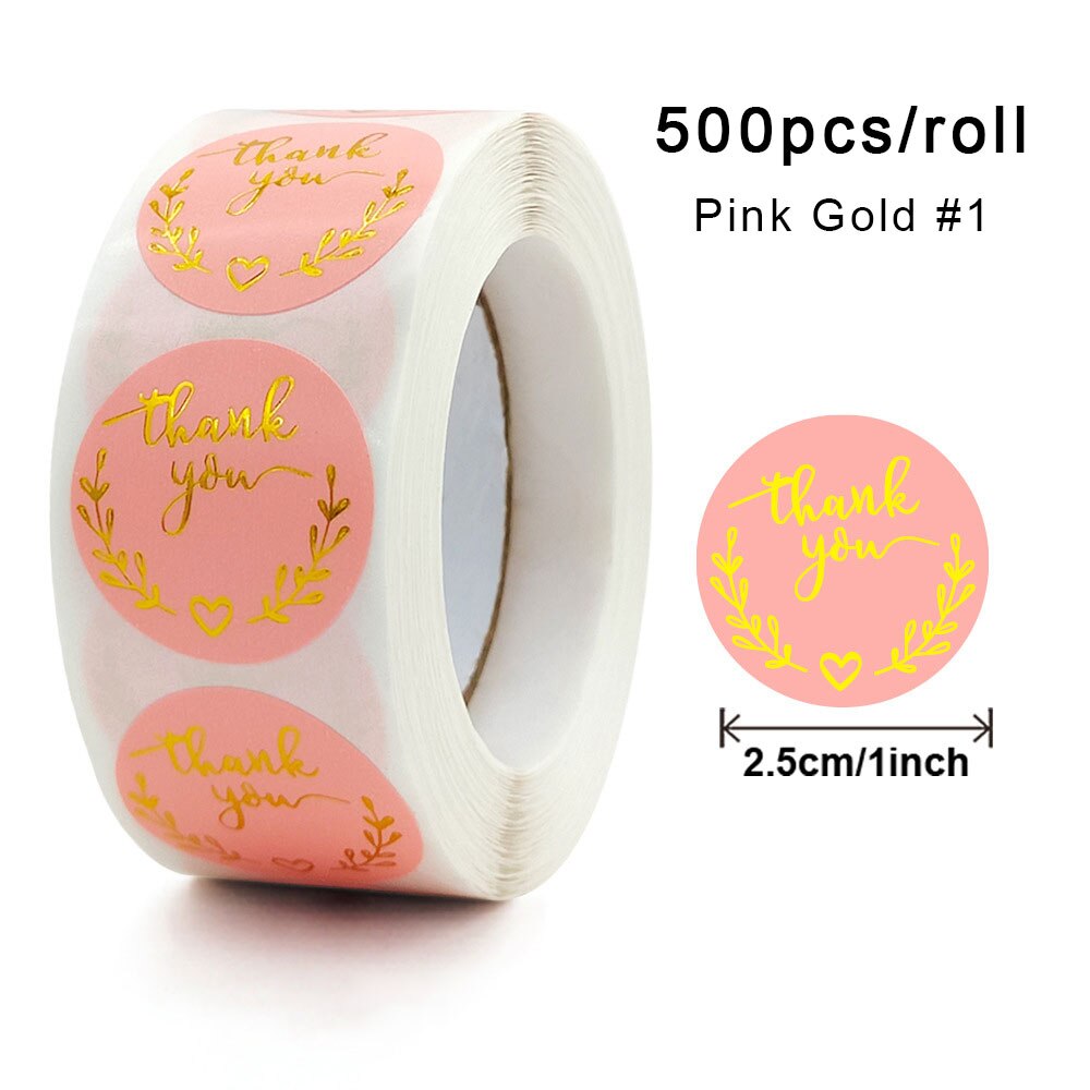 Dank U Stickers Roll Van 500Pcs 1 "Roze Stick... – Grandado
