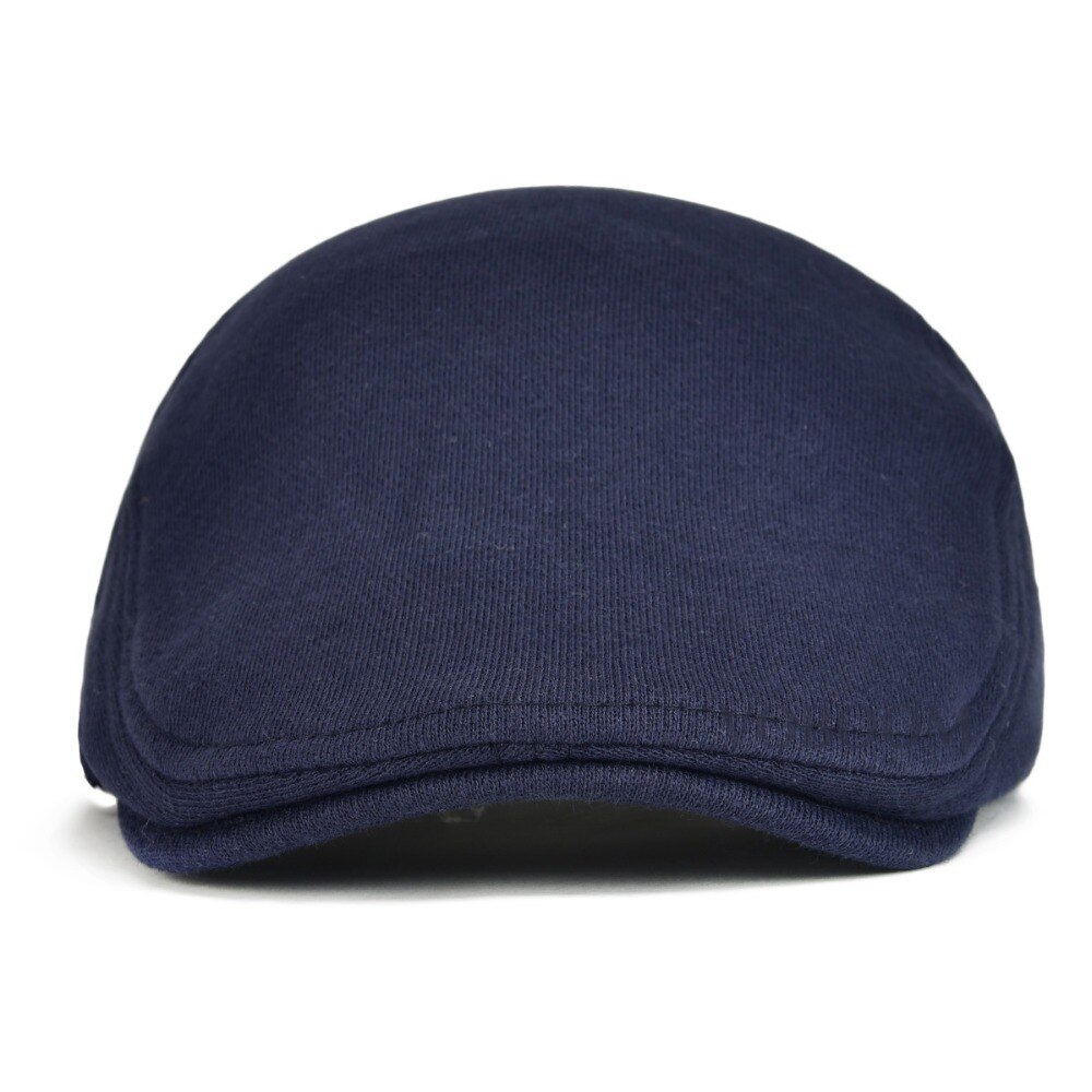 Cotton Men Women Navy Blue Flat Ivy Cap Soft Solid... – Grandado