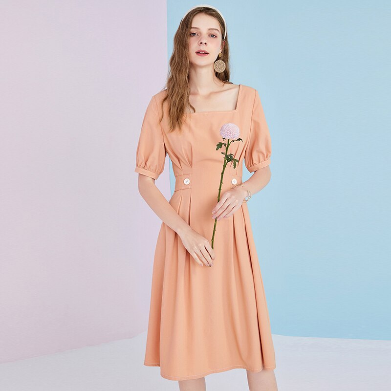 ARTKA Early Autumn Women Dress French Vintage Squa... – Vicedeal