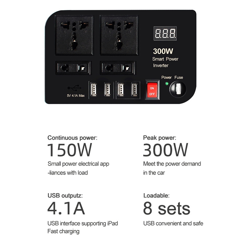 BYGD 300W Power Inverters 12V Dc to Ac 4.2A 4 USB ... – Grandado