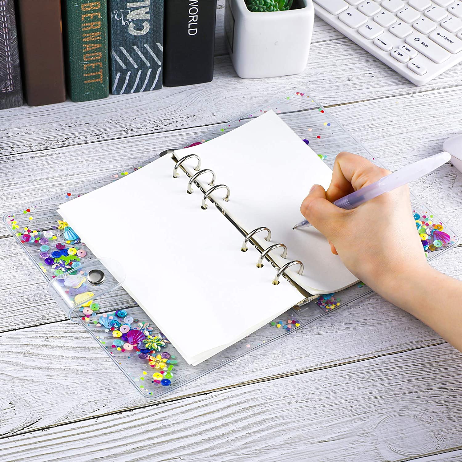 A6 PVC Glitter Binder Cover Clear Quicksand Decor ... – Vicedeal