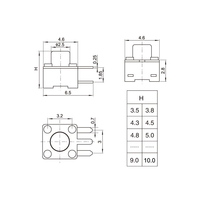 TS-C017 4.5*4.5*9.5 DIP side plug buttons and high... – Vicedeal