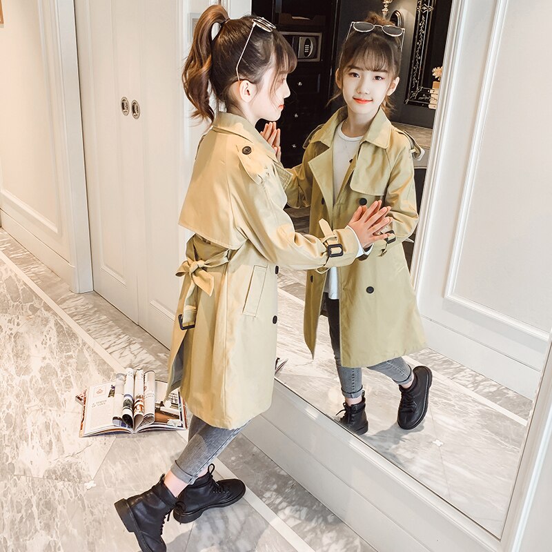 Brand Autumn Girls Long Jacket Solid Color Girl Co... – Grandado