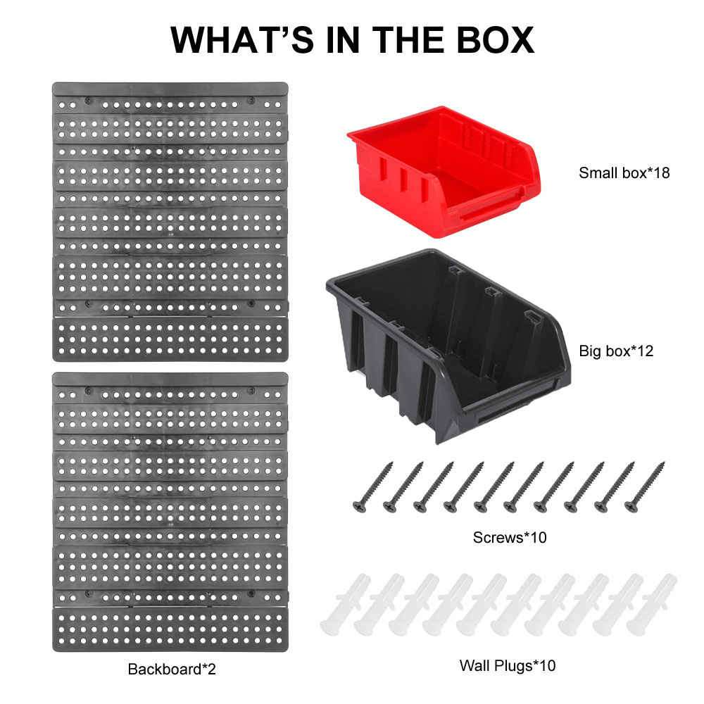Wall Mounted Storage Bins 30-Bin Parts Rack Organi... – Grandado