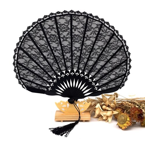 5pcs Lace Bamboo Fans with Tassel For Dance Fans F... – Grandado