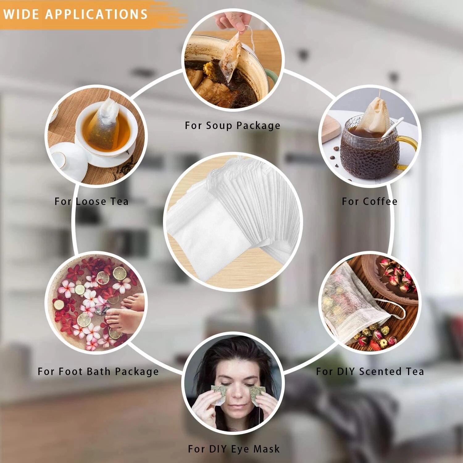 100 Pcs Disposable Tea Bags Filter Bags for Tea In... – Grandado