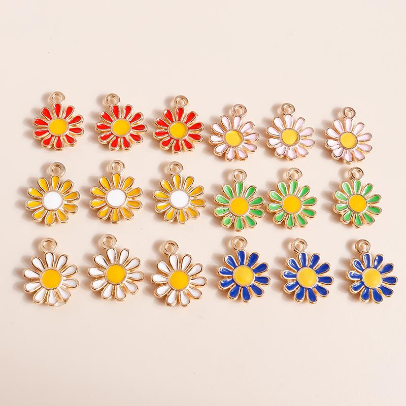 Leslie 10pcs 18*15mm Enamel Daisy Flowers Charms f... – Grandado
