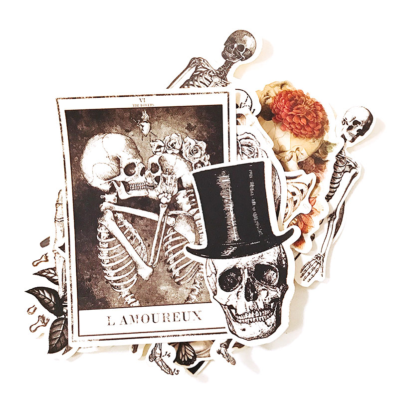 14Pcs/Set Sexy Skeleton Bone Skull Vintage Sticker... – Grandado