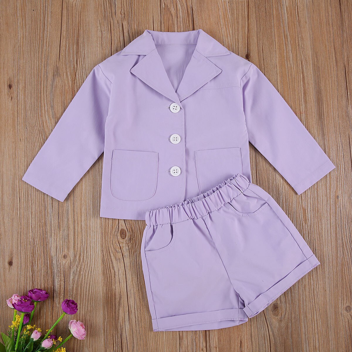 Autumn Kids Girls Blazer Clothing Sets 2Pcs Purple... – Grandado