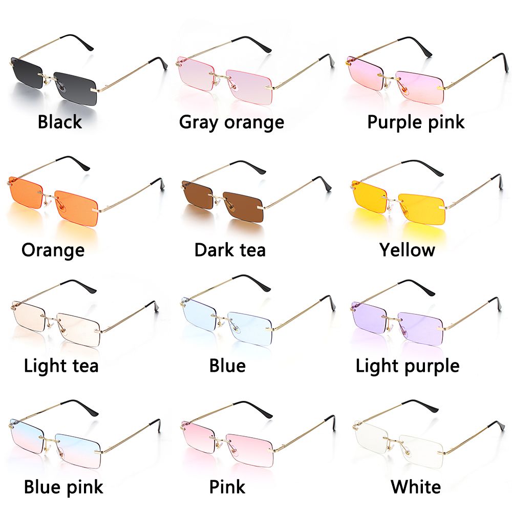 Rimless Rectangle Sunglasses Women Luxury Sun Glas... – Grandado