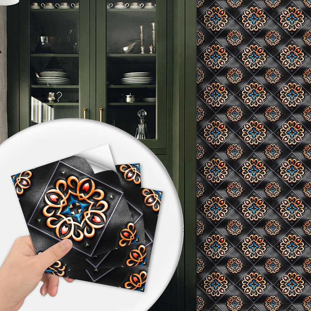 10pcs Black Pattern Hard Tiles Wall Sticker Bathro... – Vicedeal