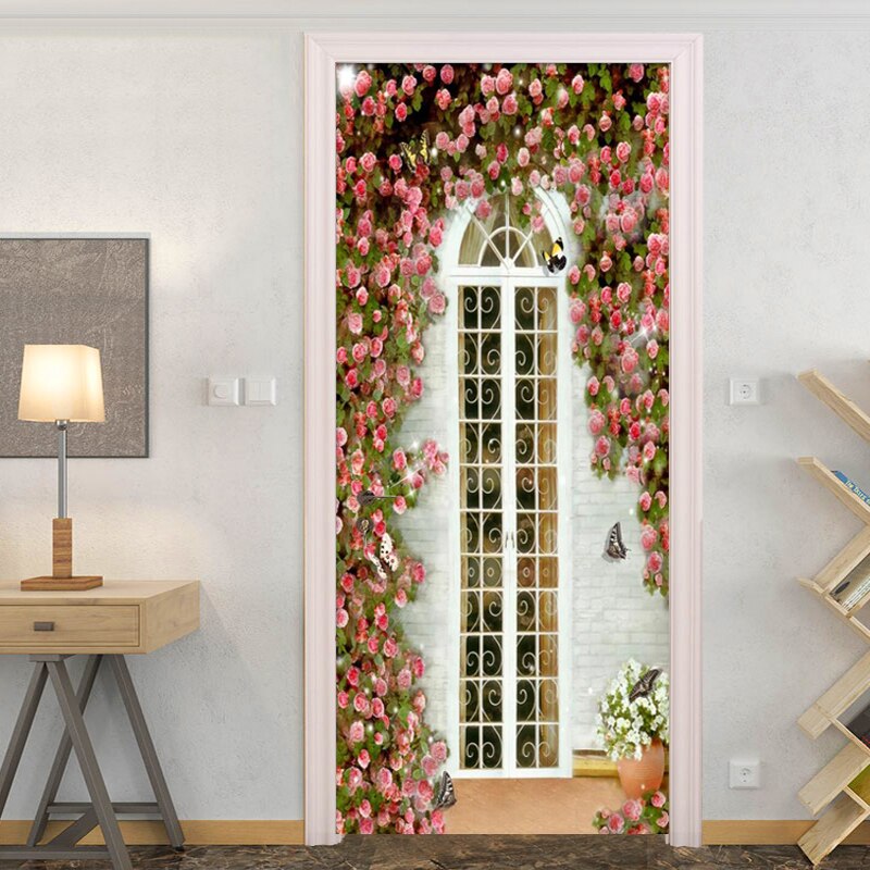 Door Sticker 3D Rose Flowers Window Wallpaper PVC ... – Grandado