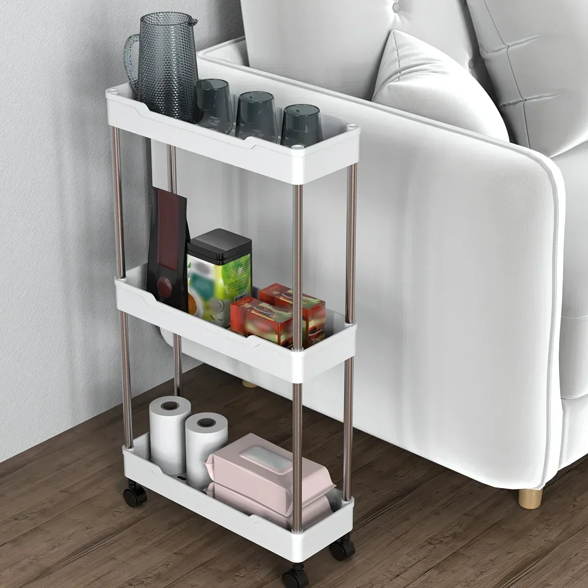 Bathroom Storage Rack With Wheels, 3/4 Layer Rolli... – Grandado